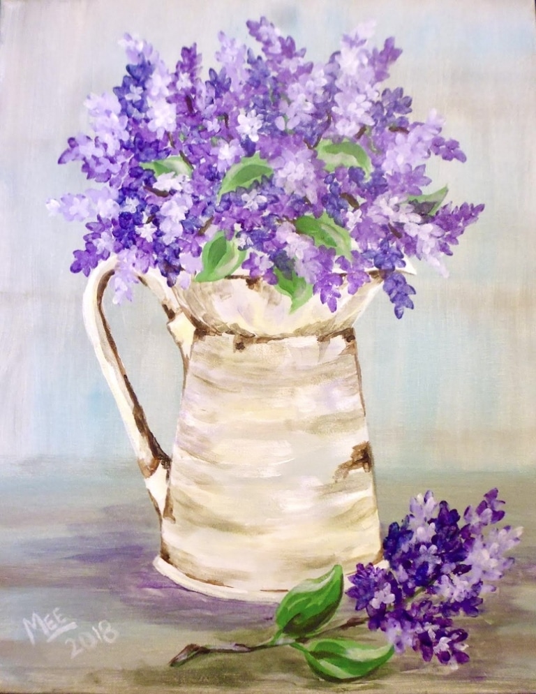 Bonita Springs Paint Night - Lilac Pitcher - Wine and Canvas - Florida