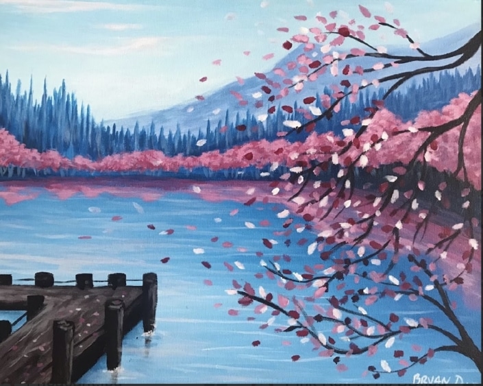 Martinsville Paint and Sip - Pink Reflections - Wine and Canvas ...